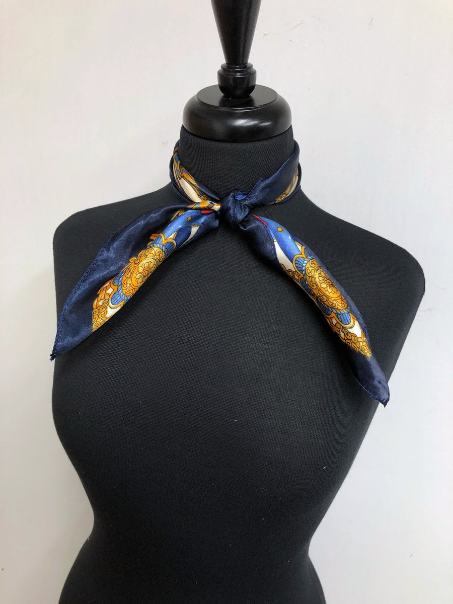 Navy & Gold Chain Scarf – The Bling Boutique
