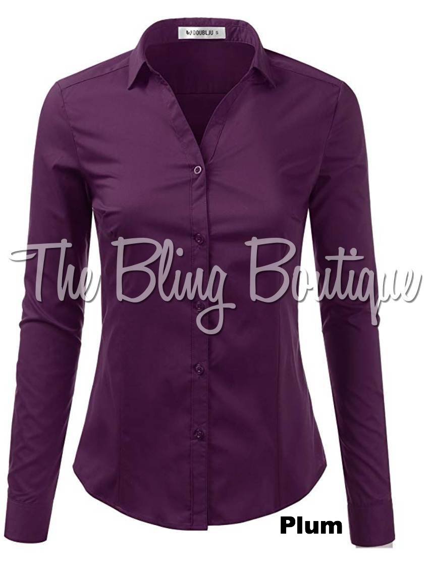 (Multiple Colors Available) Button Down Shirt – The Bling Boutique
